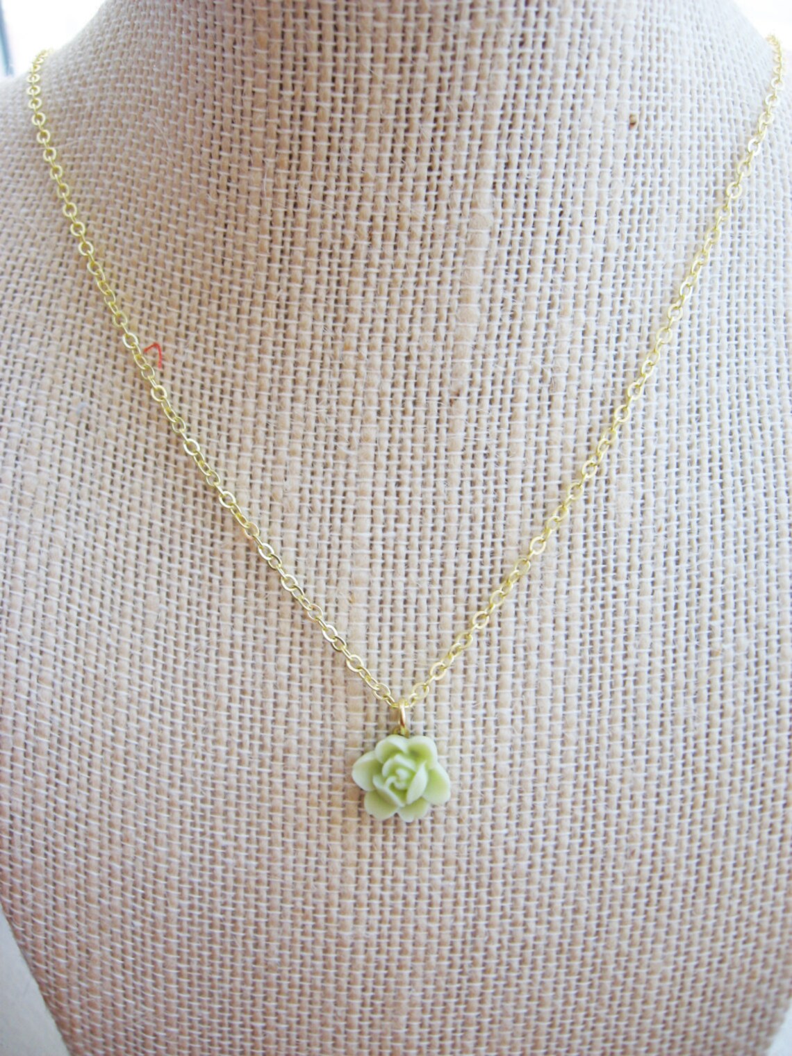 Tiny Light Green Flower Necklace - Etsy