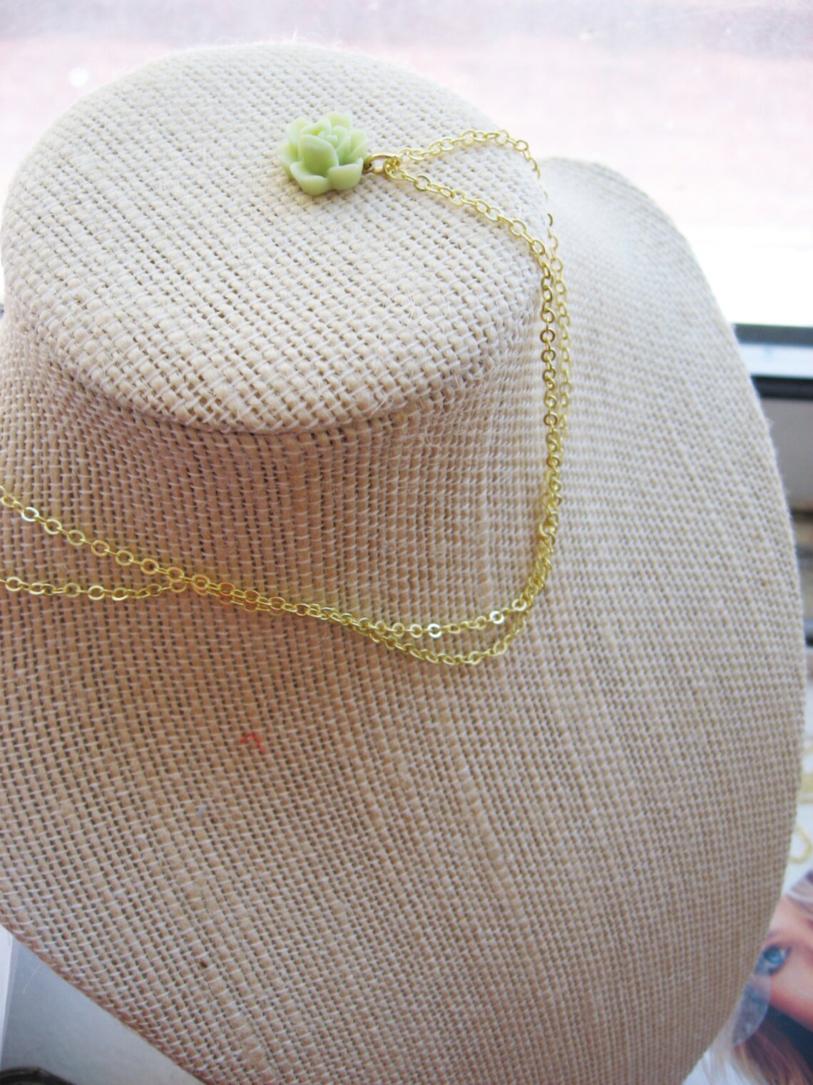 Tiny Light Green Flower Necklace - Etsy