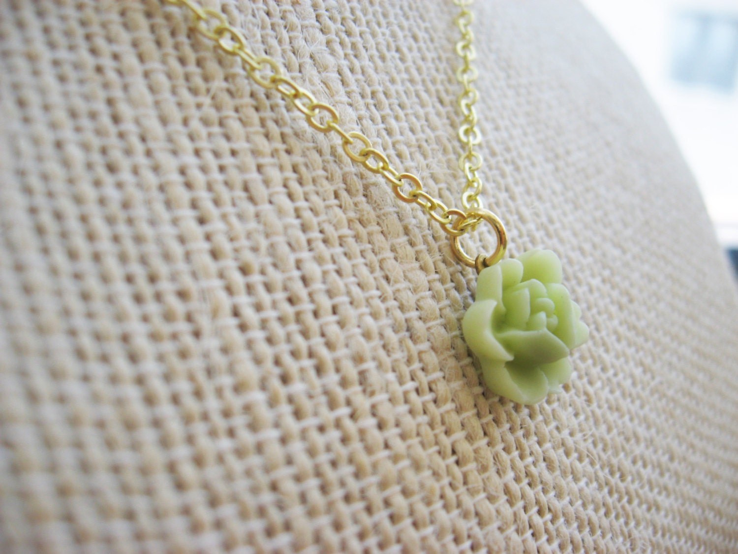 Tiny Light Green Flower Necklace - Etsy