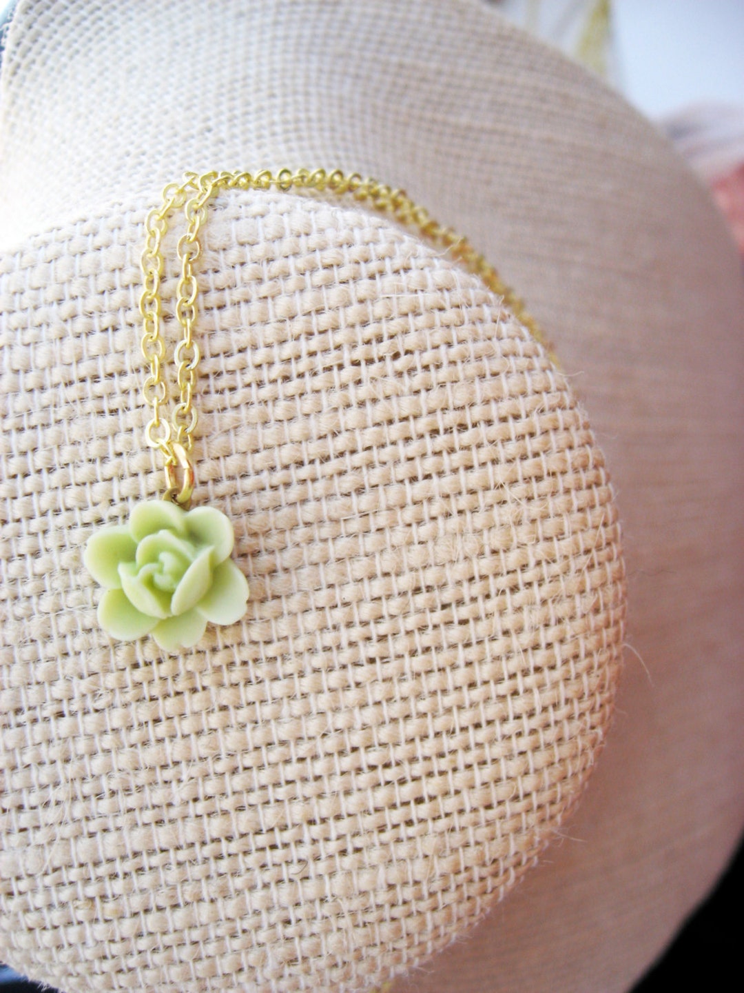 Tiny Light Green Flower Necklace - Etsy