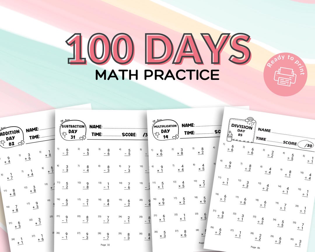 Printable Math Worksheet: Single Digit Addition, Subtraction ...