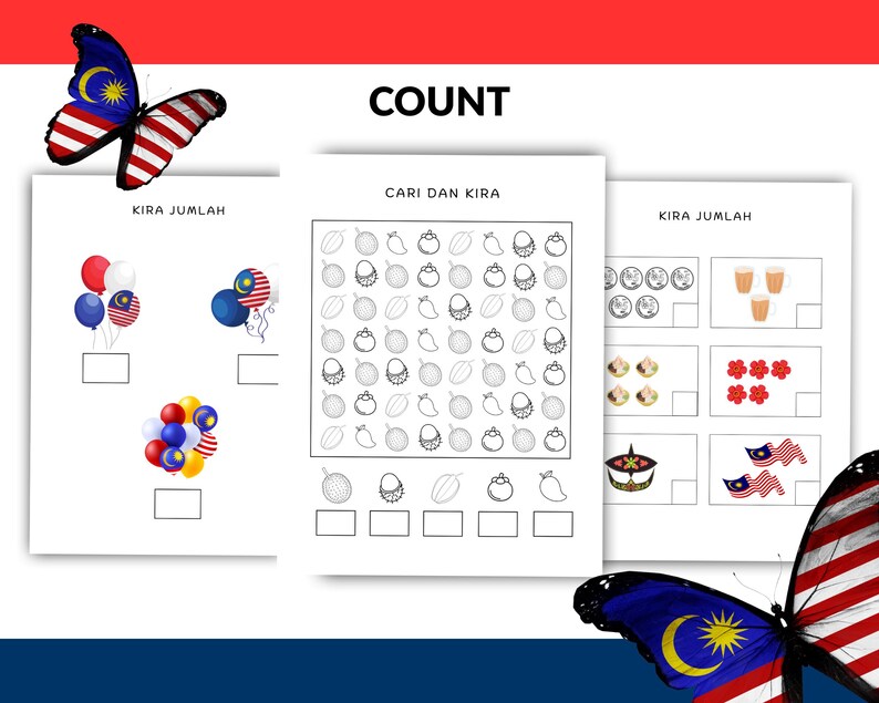 Printable Worksheet With Malaysia Merdeka Theme for Kindergarten and ...
