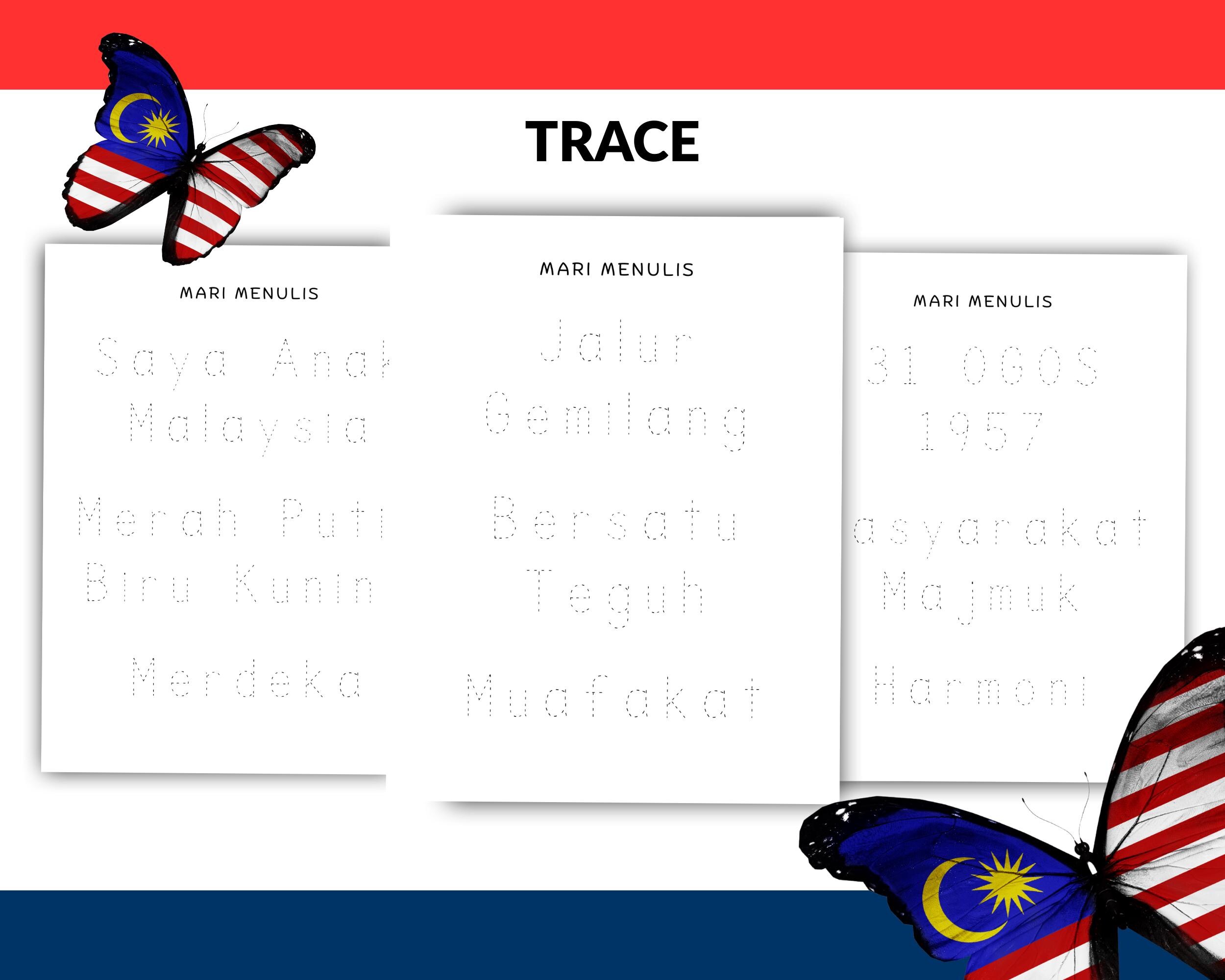 Printable Worksheet With Malaysia Merdeka Theme for Kindergarten and ...