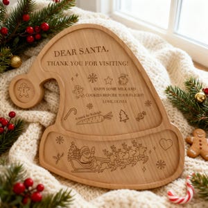 Hat-shaped Wooden Treat Board: Personalized Santa Hat Tray for Cookies ...