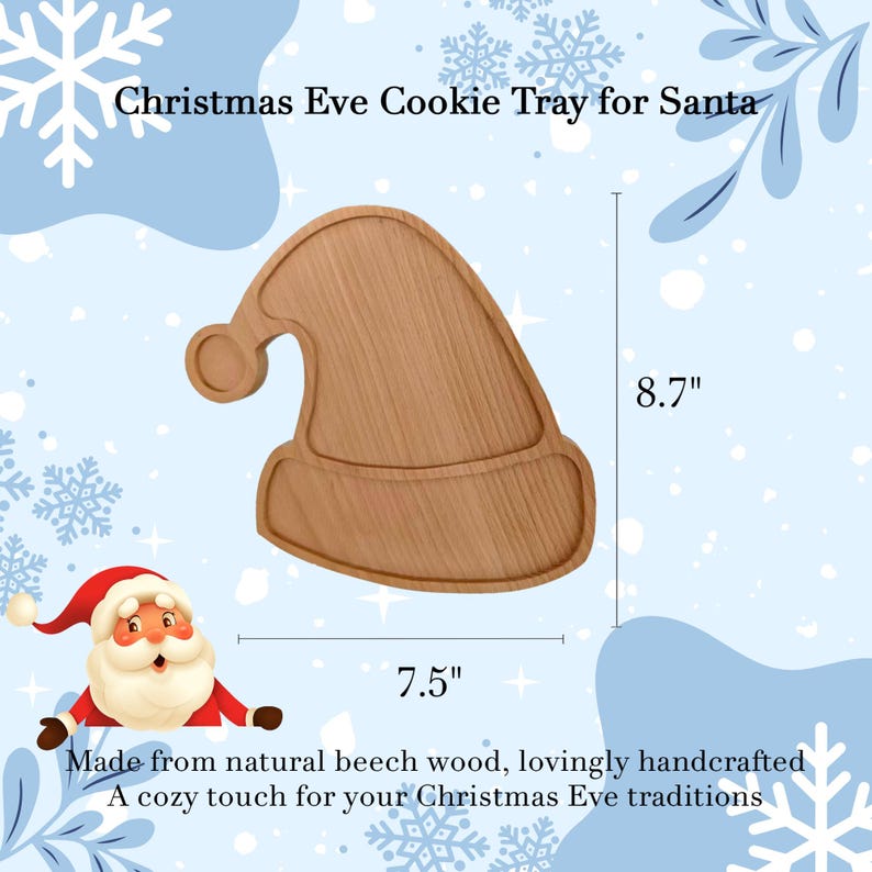 Hat-shaped Wooden Treat Board: Personalized Santa Hat Tray for Cookies ...