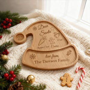 Hat-shaped Wooden Treat Board: Personalized Santa Hat Tray for Cookies ...