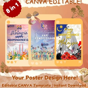 Editable Merdeka Poster Canva Template | Malaysia Independence Day ...