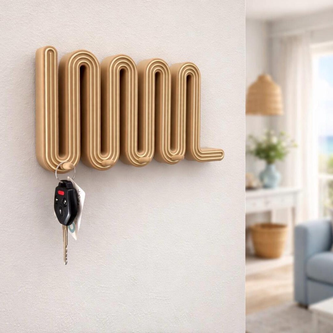 Wavy Key Holder: Beige Scandinavian Wall Accessory Organizer - Etsy