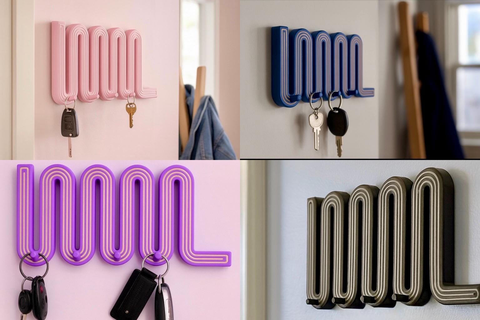 Customizable Wavy Wall Key Holder: Entryway Organizer Rack - Etsy
