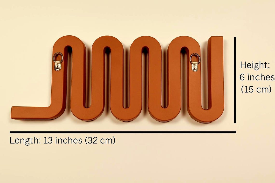 Wavy Key Holder: Terracotta / Beige Scandinavian Wall Accessory ...