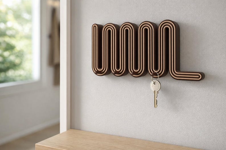 Wavy Key Holder: Earthy Wall Accessory Organizer - Etsy