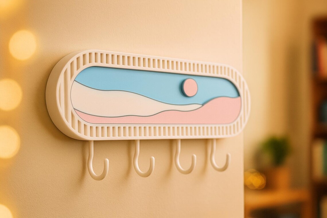 Modern Sunset Key Holder: Wall Mounted Geometric Organizer - Etsy