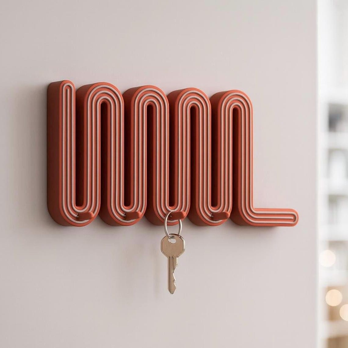Wavy Key Holder: Terracotta / Beige Scandinavian Wall Accessory ...