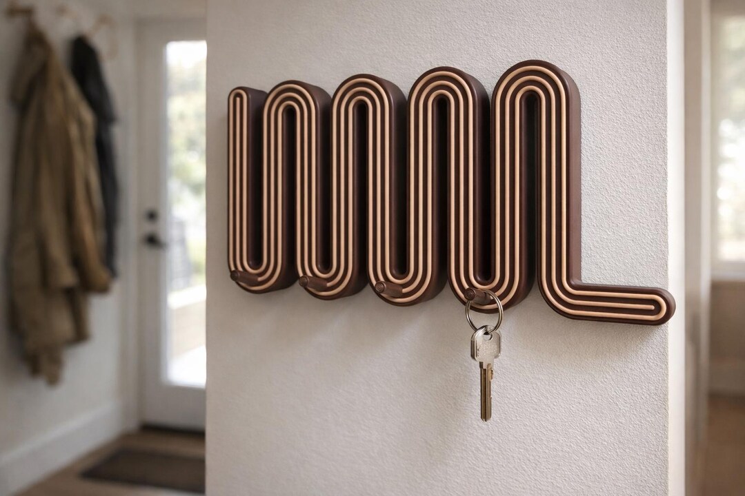 Wavy Key Holder: Earthy Wall Accessory Organizer - Etsy