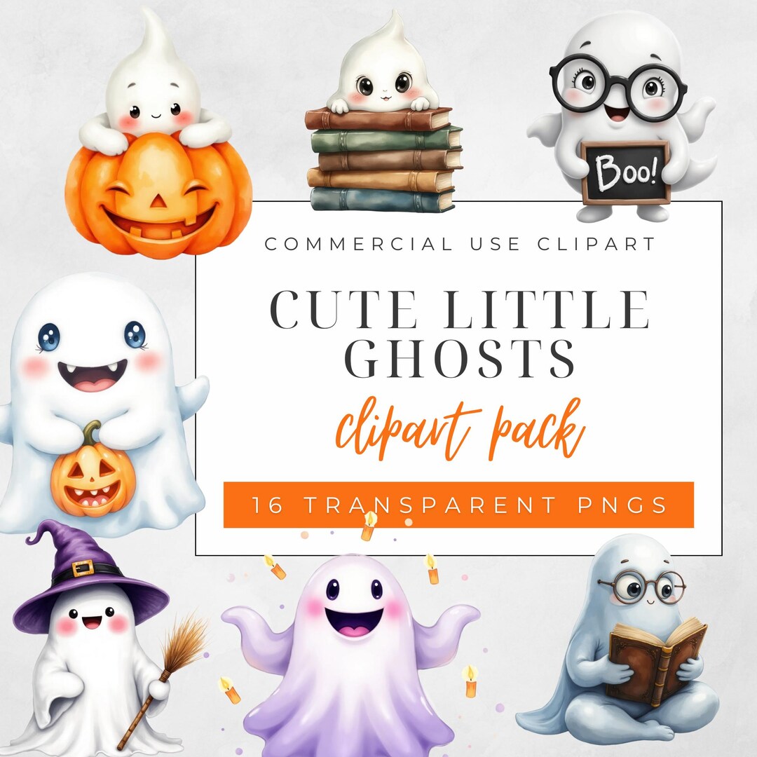 Cute Halloween Ghosts PNG | 16 Transparent PNG Clipart | Halloween Fun ...