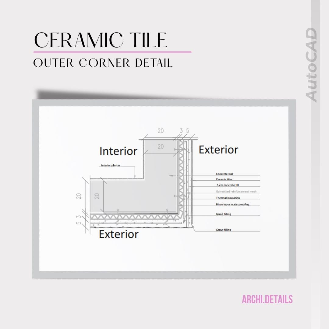 Outer Corner Cladding Detail | DWG + PDF | Ceramic Tile Facade Section ...
