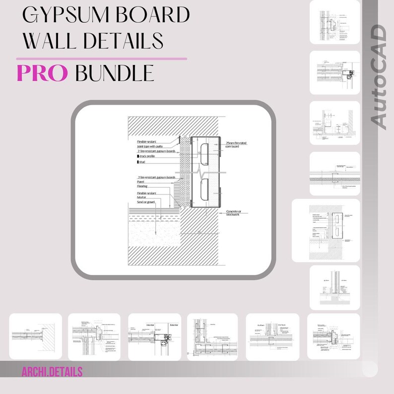Drywall Construction Details PRO Bundle – 12 CAD Drawings | Ready-to ...