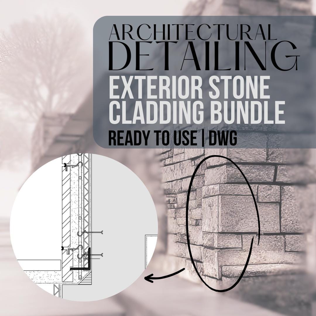 Exterior Stone Cladding Details PRO Bundle | DWG + PDF Guide - Special ...