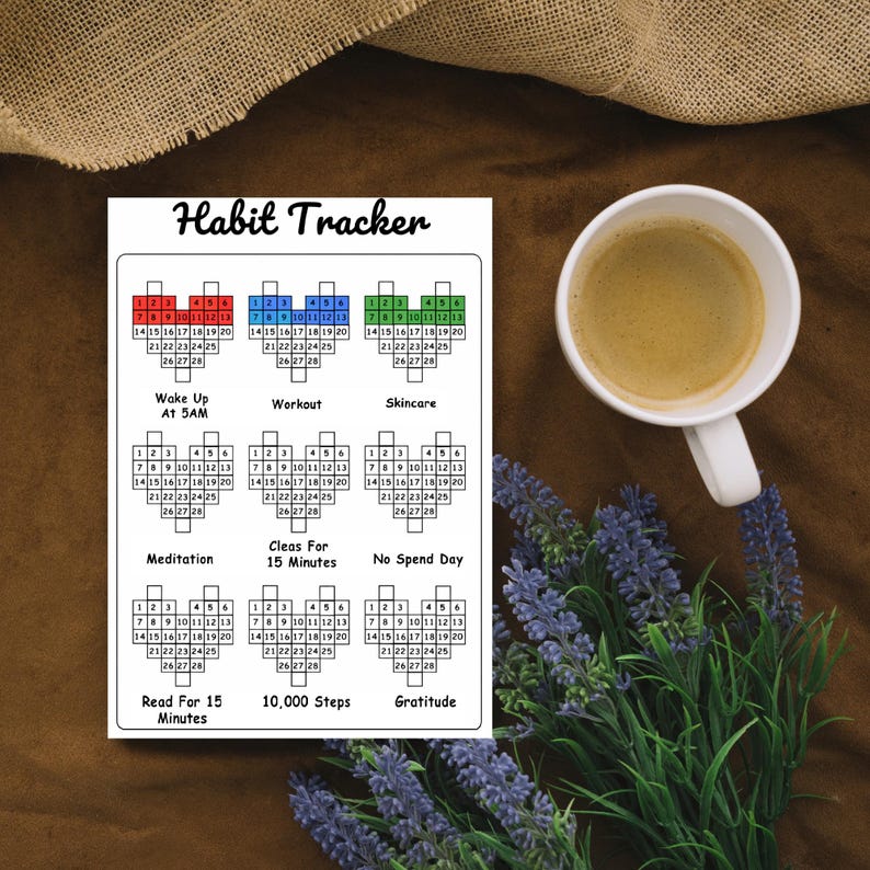 February Habit Tracker Printable, Valentine Habit Tracker, Monthly ...