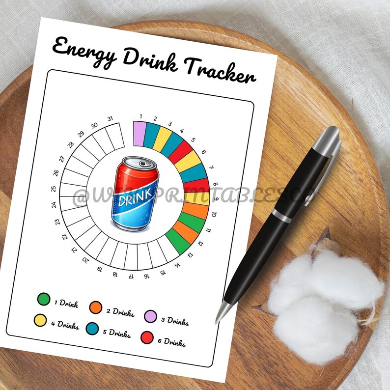 Energy Drink Tracker Printable, Energy Drink Log, Beverage Log, Track ...