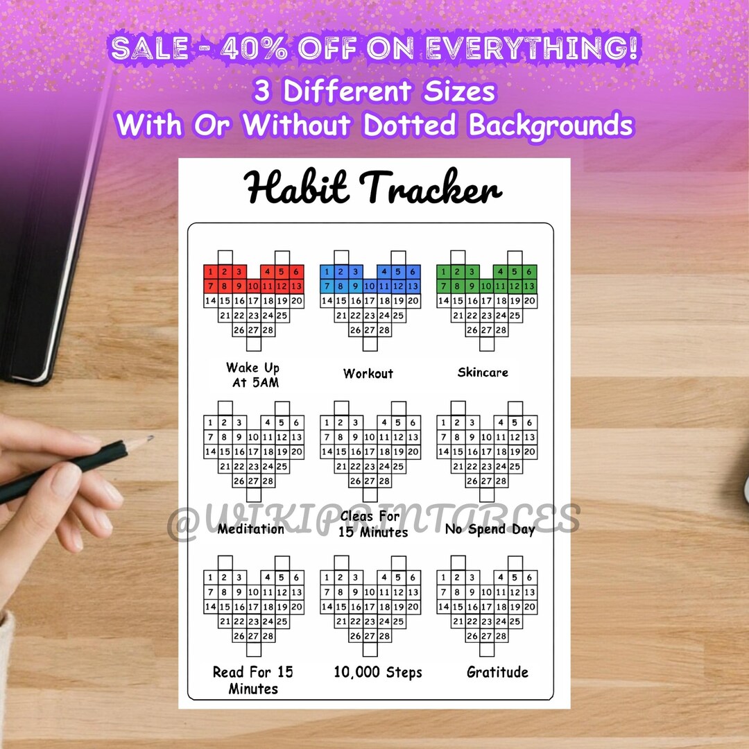 February Habit Tracker Printable, Valentine Habit Tracker, Monthly ...