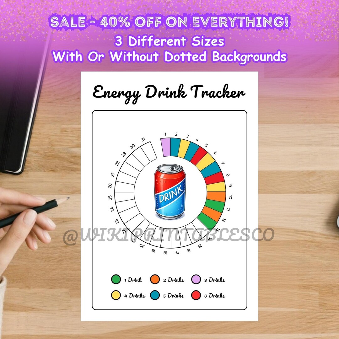 Energy Drink Tracker Printable, Energy Drink Log, Beverage Log, Track ...