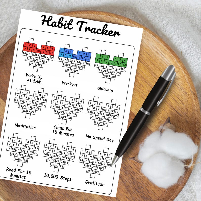 February Habit Tracker Printable, Valentine Habit Tracker, Monthly ...
