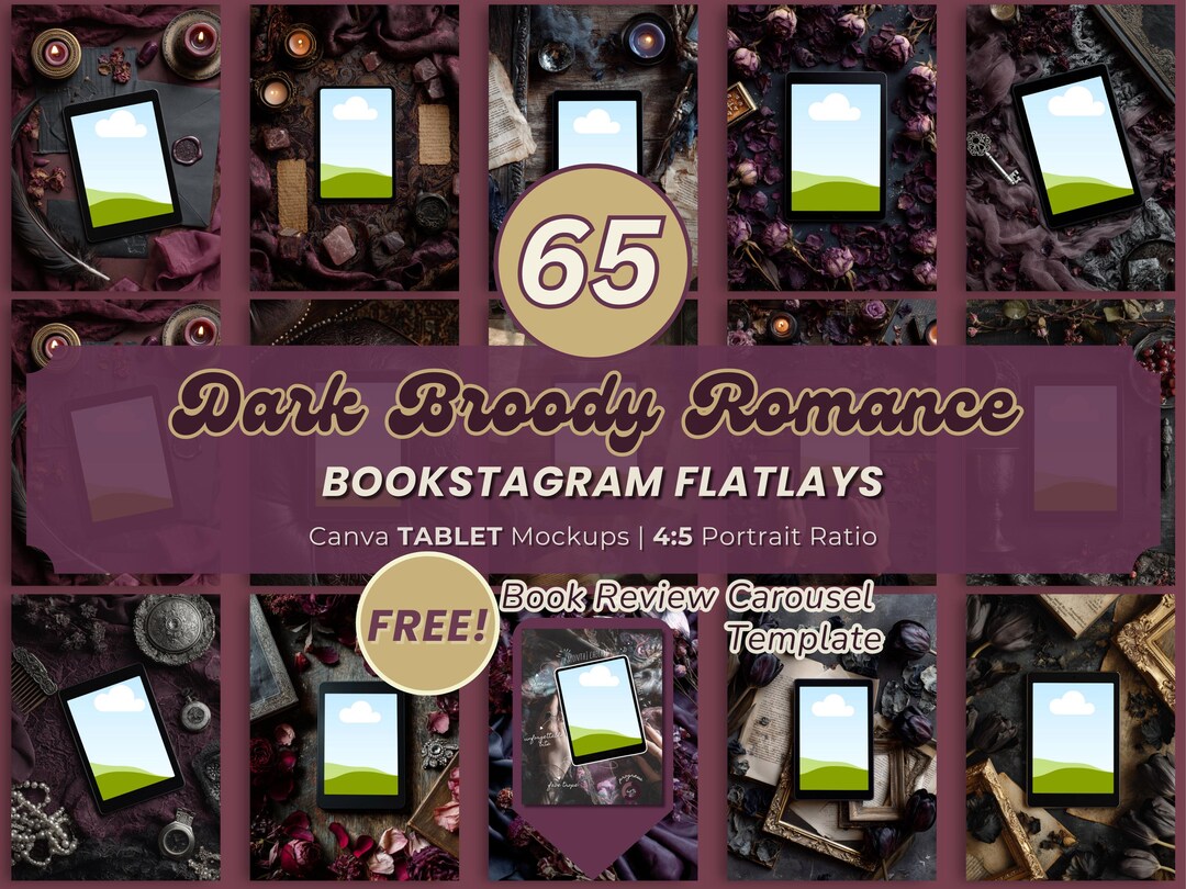 Dark Romance Bookstagram Template: Broody Bookish Flatlay Bundle ...