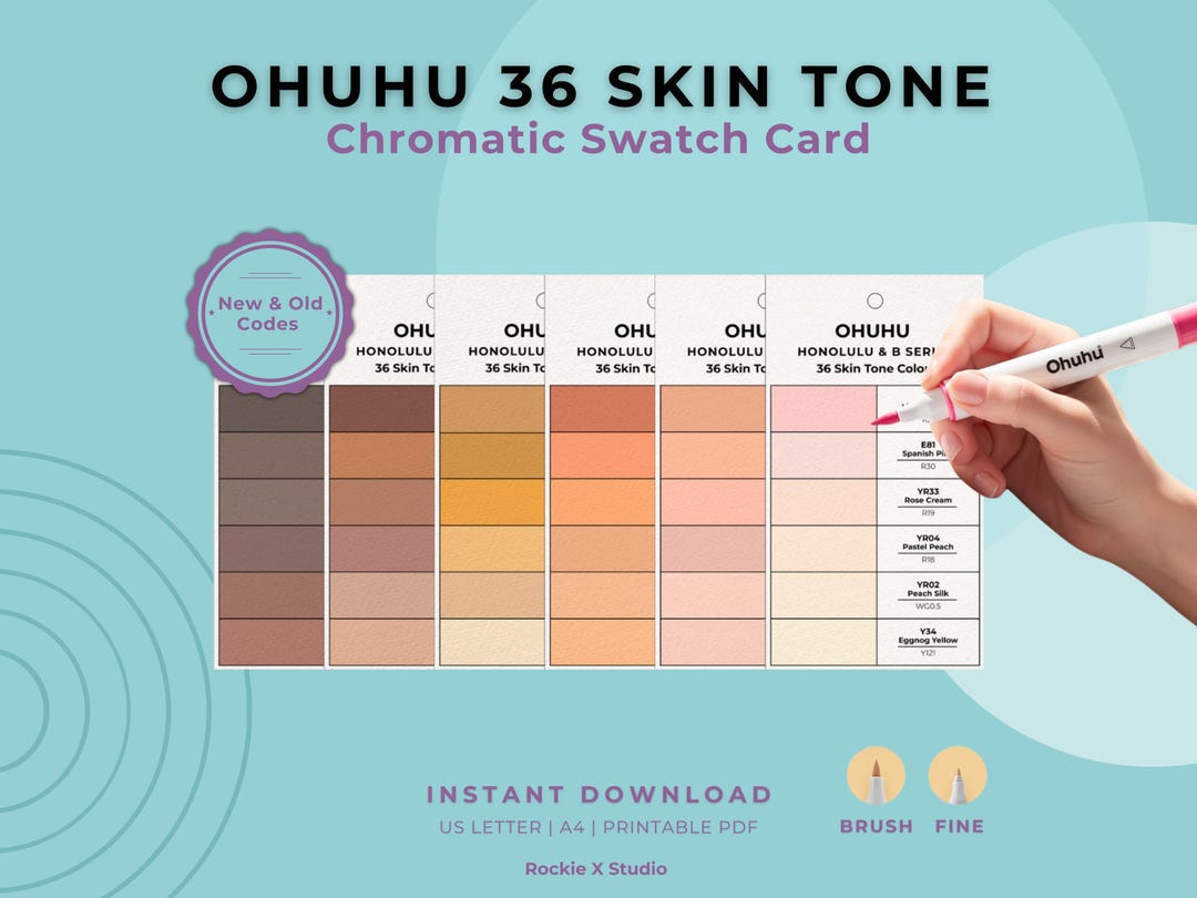 Ohuhu Honolulu 36 Skin Tone | Color Swatch Card: New/old Codes (digital ...
