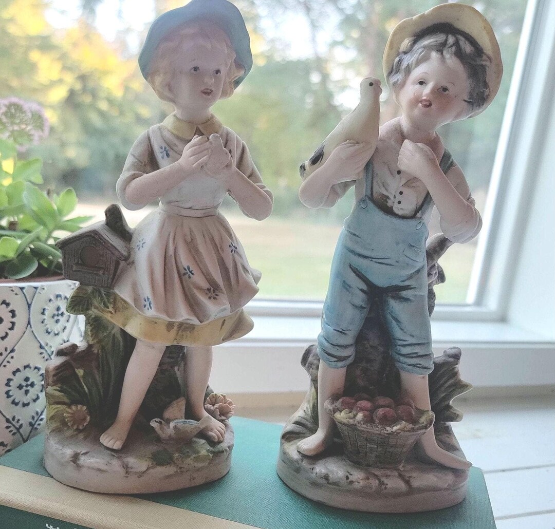 Vintage 1980's Homco Farmer Boy and Girl Set - Etsy