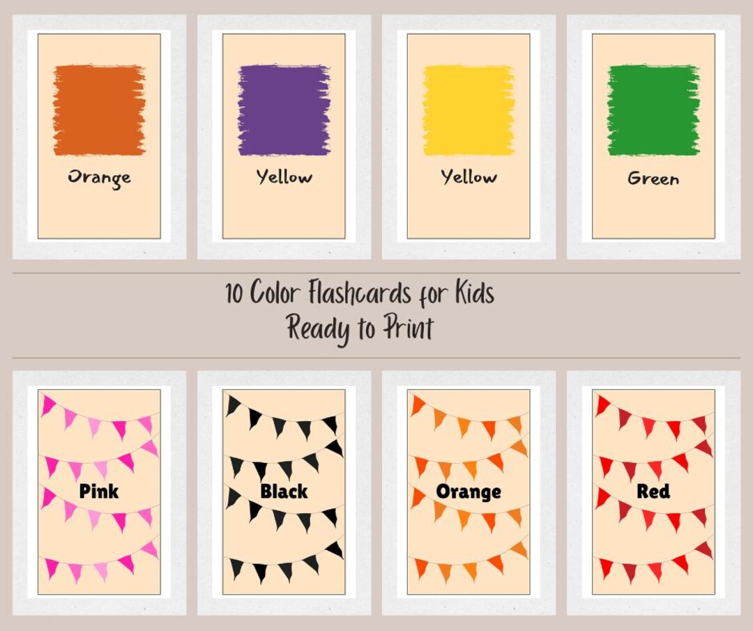 Color Flashcards for Kids | Printable Preschool Learning Cards | Pink ...