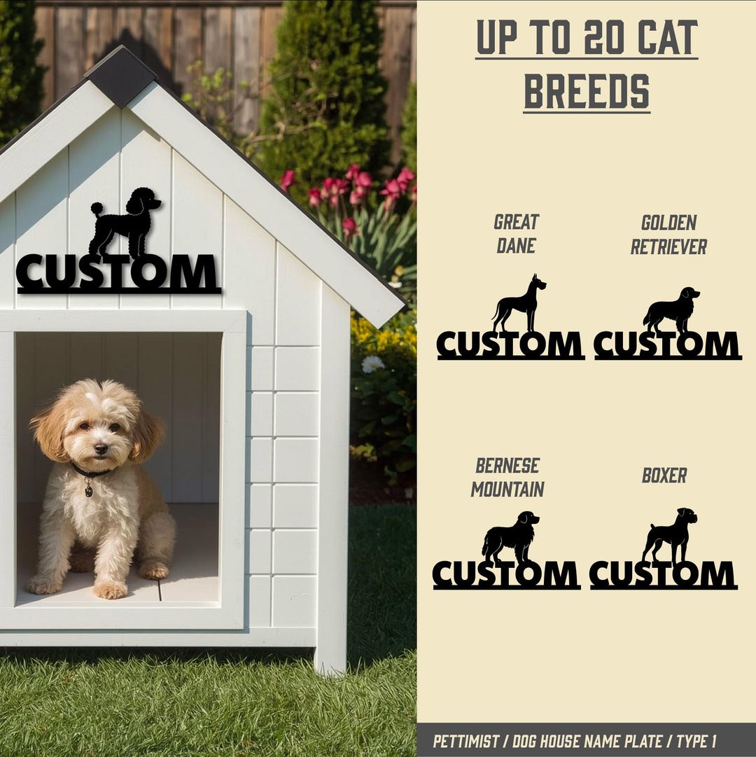 Custom Dog Name Plate With Silhouette, Personalized Metal Dog House ...