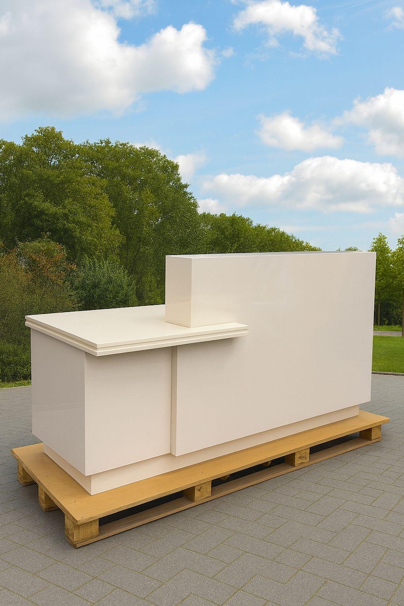 Zheemodern Gloss White Reception Desk - Etsy