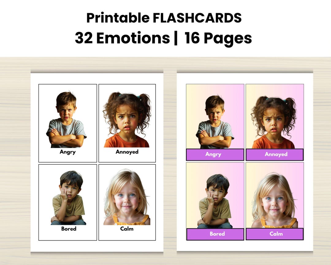 Printable Emotion Flashcards for Kids – 32 Feelings Cards + SEL ...