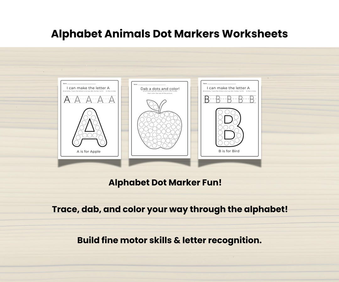 A–Z Dot Marker Alphabet Worksheets Preschool Kindergarten Letter ...