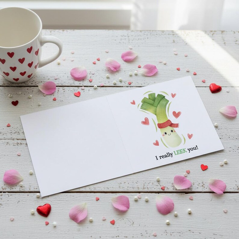 I Really Leek You, Vegetable Pun Card, Cute Pun Card for Anniversary ...