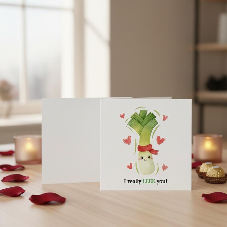 I Really Leek You, Vegetable Pun Card, Cute Pun Card for Anniversary ...