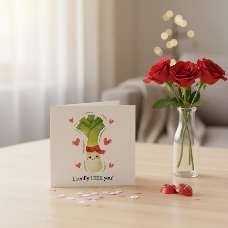 I Really Leek You, Vegetable Pun Card, Cute Pun Card for Anniversary ...