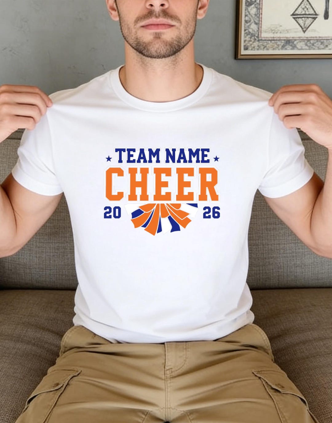 Custom Cheer Team Name T-shirt, Cheerleading Typography Tee With Bow ...