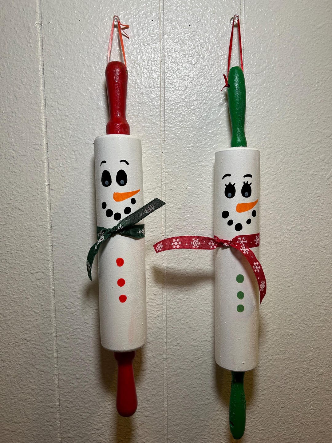 Snowman Rolling Pin Couple Wall Decor - Set of 2 - Etsy