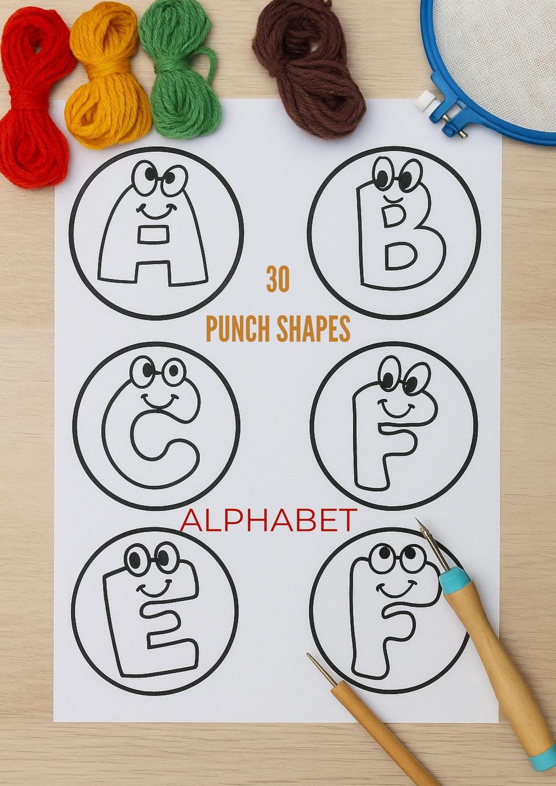 Punch Needle Template: 30 Alphabet Icons (PDF Pattern) - Etsy