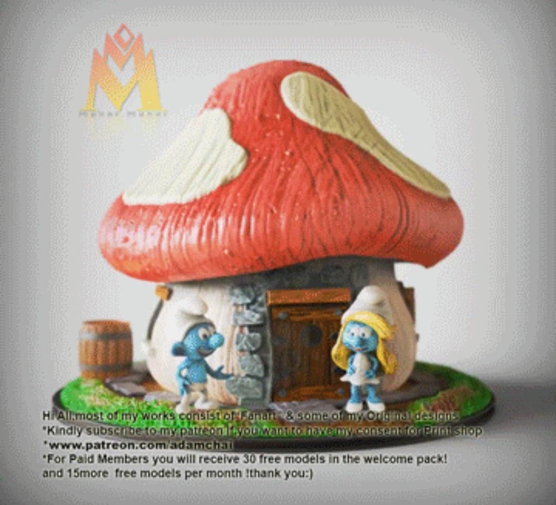 Smurf's Mushroom House Diorama From the Smurfs High Quality 12K Resin ...