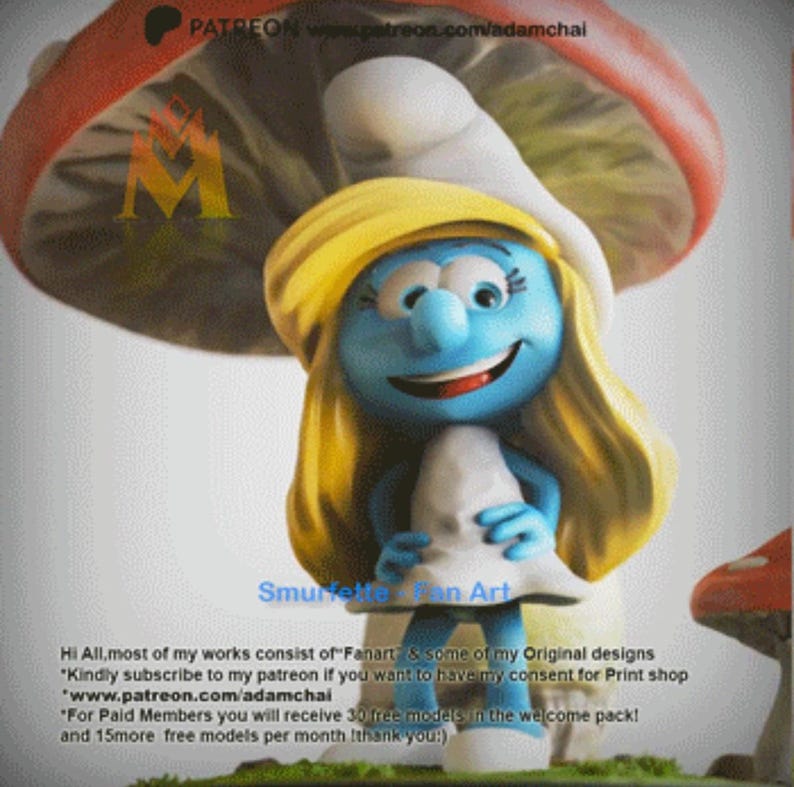 Smurfette Diorama From the Smurfs High Quality 12K Resin Printed ...