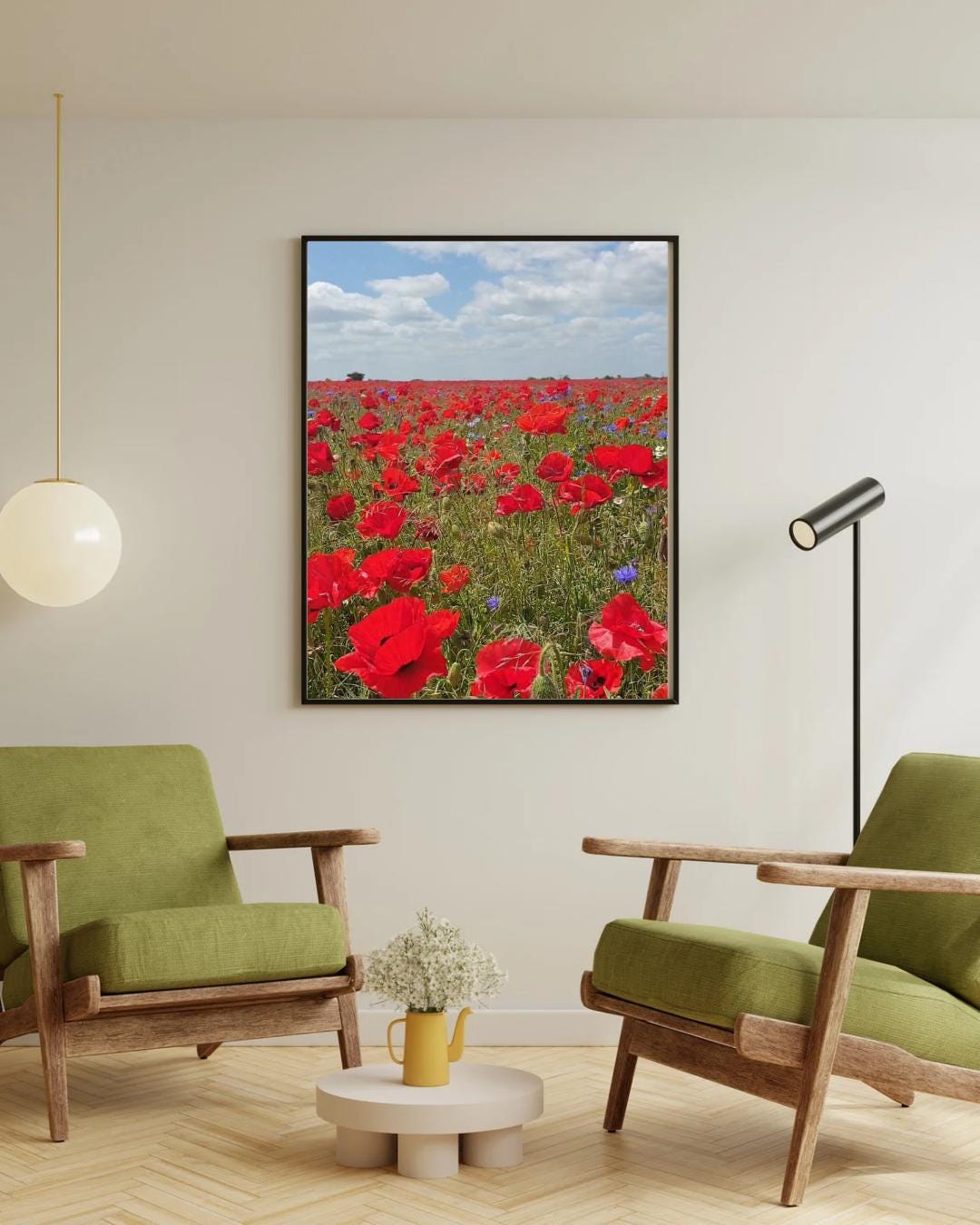 Poppy Field Wall Art | Red Wildflower Print | Landscape Nature Poster ...