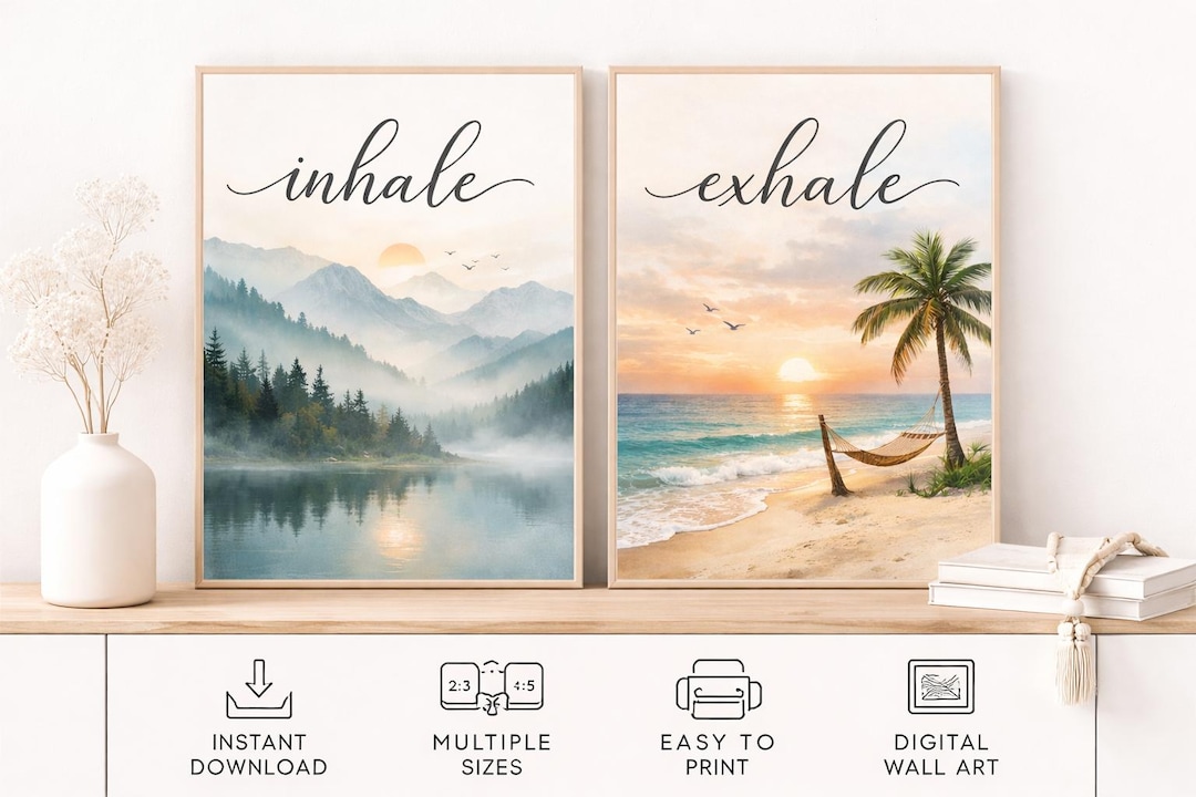 Inhale Exhale Print Set | Calm Landscape Art (digital Download) - Etsy