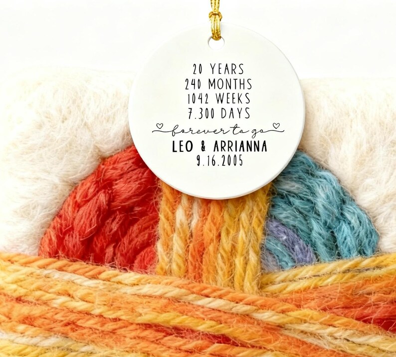 20th Anniversary Ceramic Ornament, Personalized Twentieth Anniversary ...