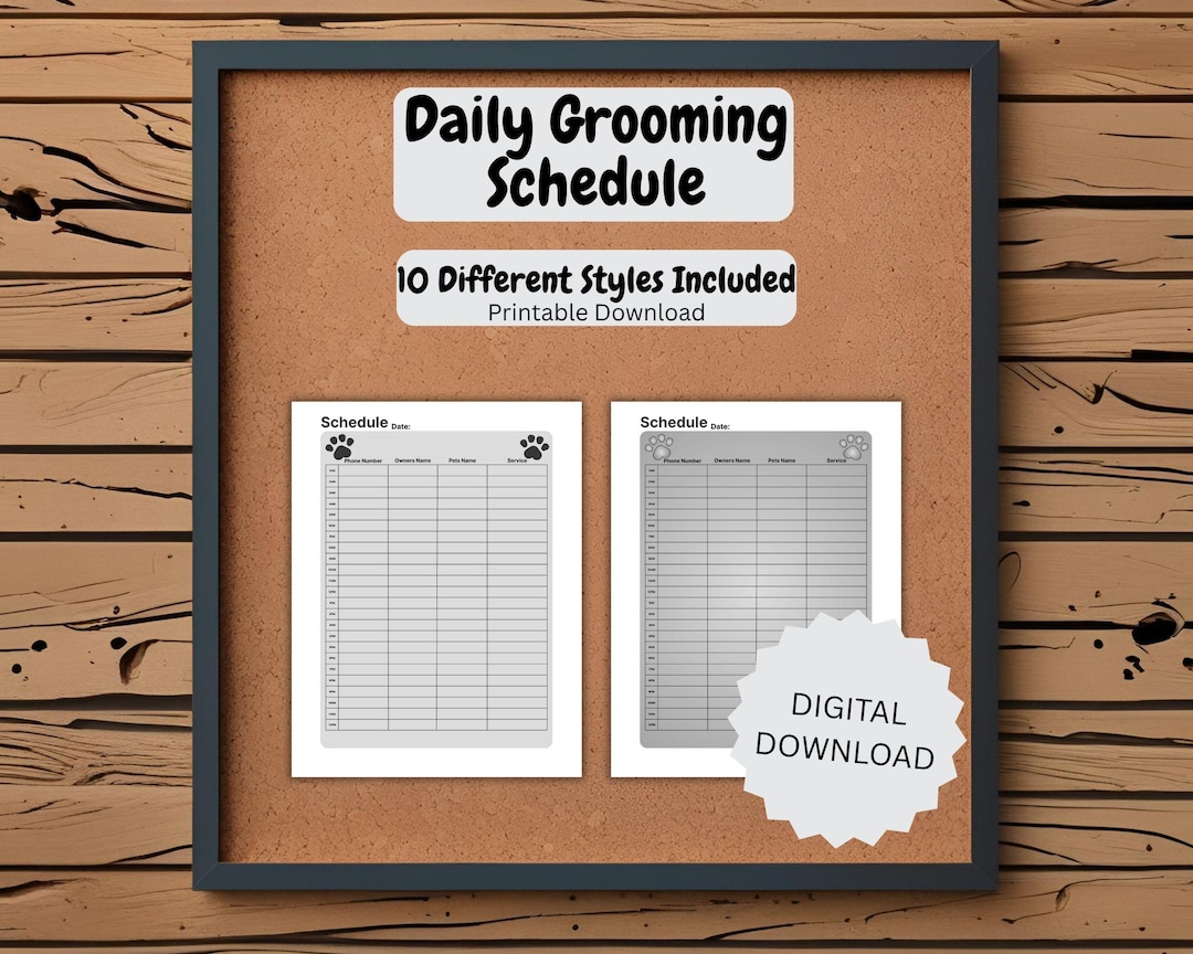 Dog Grooming Schedule Printable: 10 Unique Styles (digital Download, 8 ...