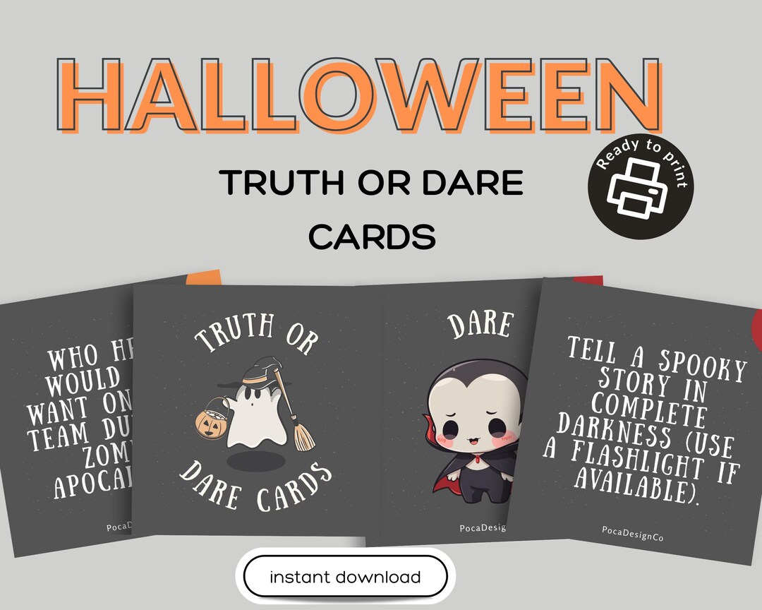 Halloween Truth or Dare Game Cards: Printable Party Fun (PDF & PNG) - Etsy