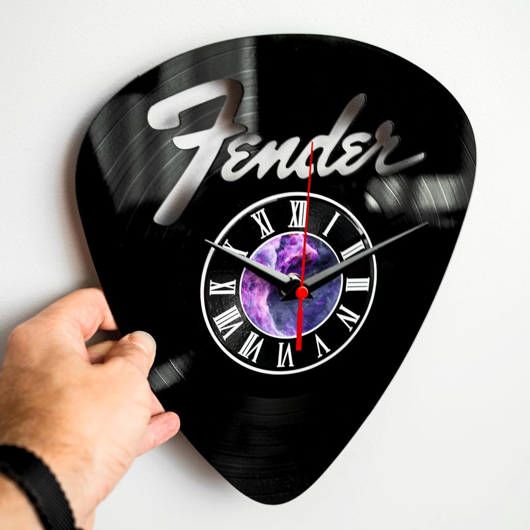 Fender Telecaster Vinyl Record Wall Clock - Guitar Pick Wall Sign ...