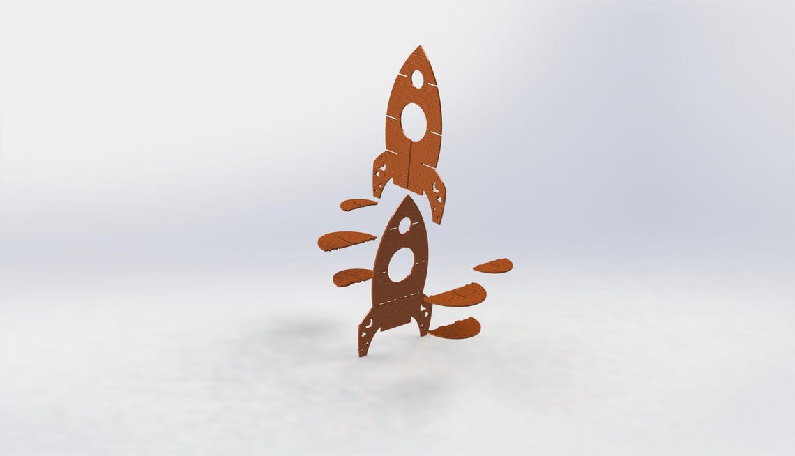 Rocket Shelf DXF File for Laser Cutting | Kids Room Wooden Display ...